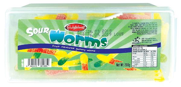 Candylishus Sour Worms in Tub 200g - MNB Variety Imports